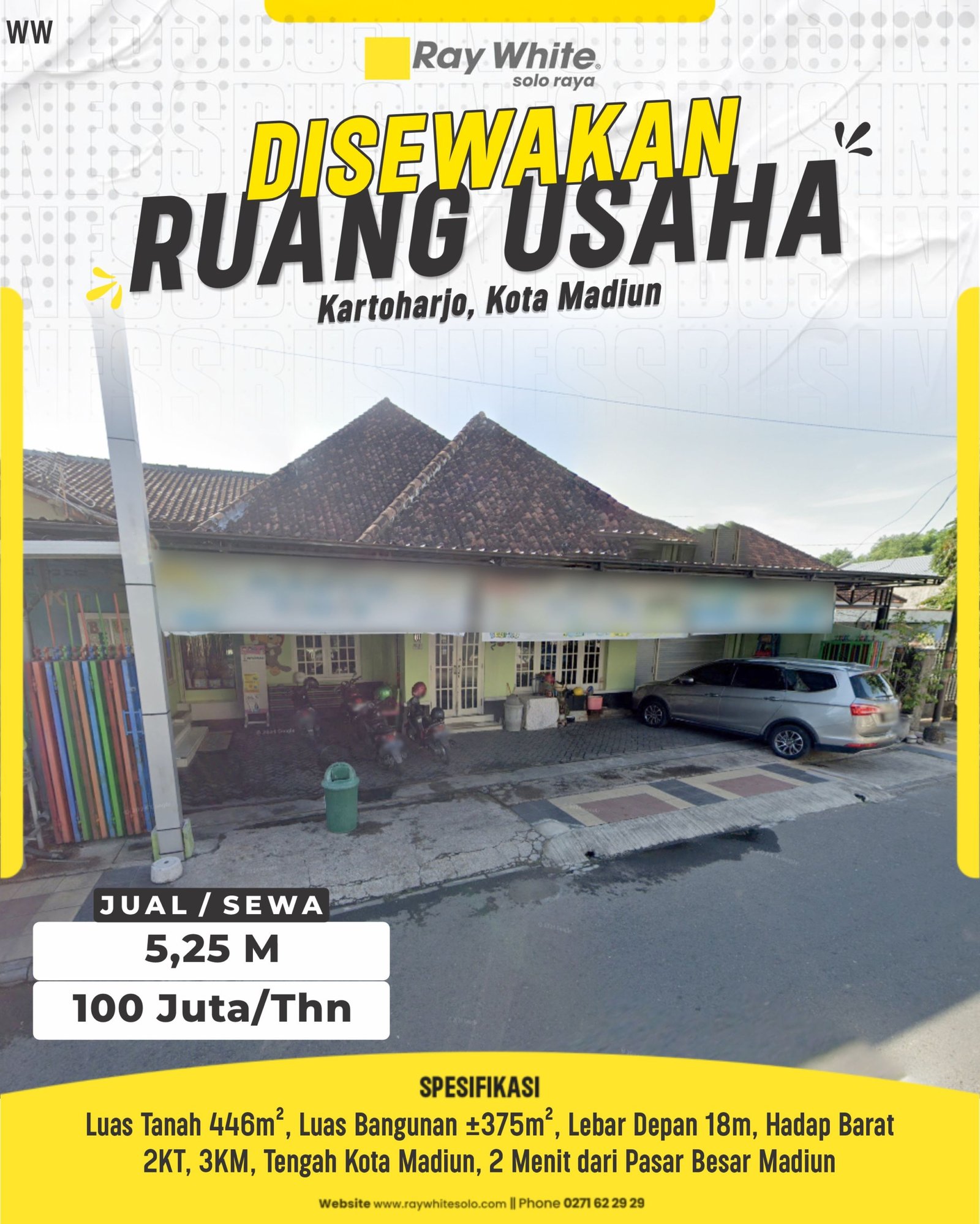 Disewakan Ruang Usaha Tengah Kota Madiun di Kartoharjo, Kota Madiun ...